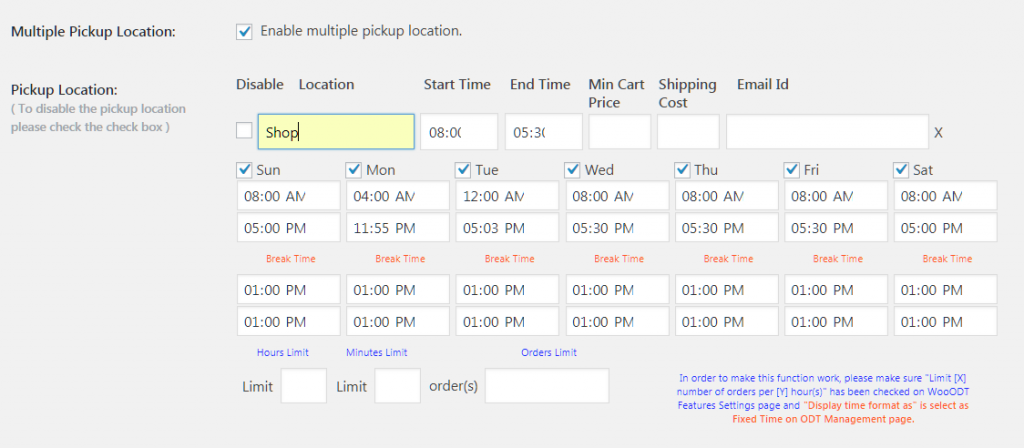 Setting Up Delivery/Pickup Service Routine