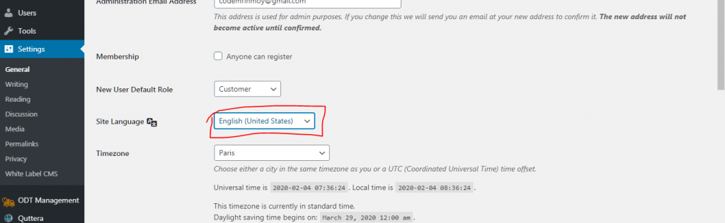 How to Change site language in Wordpress settings - ByConsole blog
